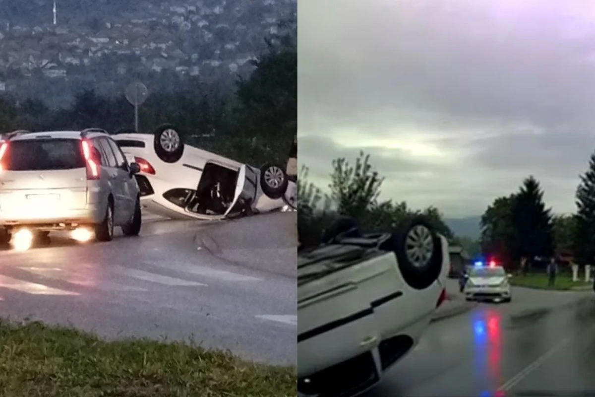 Nezgoda u Sarajevu: Auto završilo na krovu, vozač prevezen na KUM