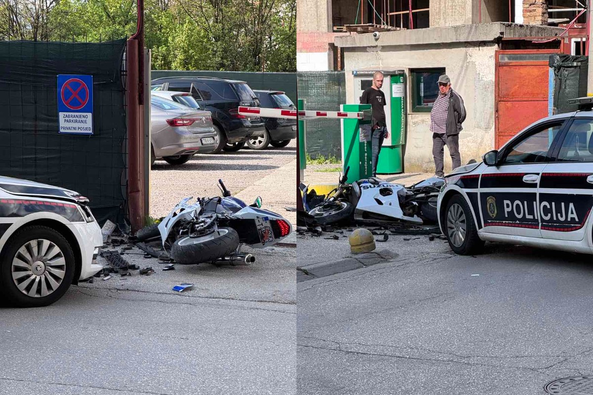 Motociklist se sudario s policijskim vozilom u Sarajevu, prevezen je u kCUS